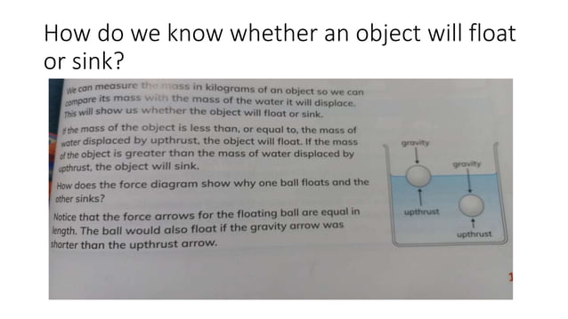 5.3 Floating and sinking: Forces affecting floating and sinking of objects. | PPTX