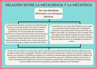 Relación entre la metaciencia y la metafísica en diferentes ...