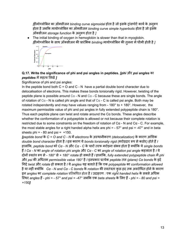 Some Q & A Proteins | IGNOU Biochemistry CHE-09 (in English /Hinglish) | PDF