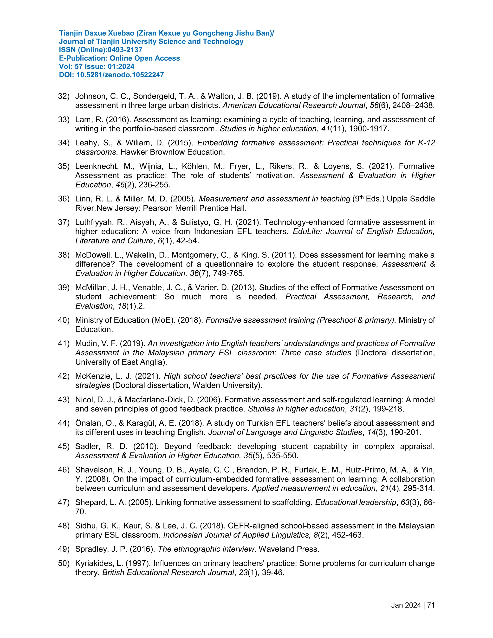 FORMATIVE ASSESSMENT PRACTICES IN THE MALAYSIAN ENGLISH LANGUAGE ...