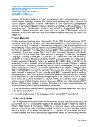 FORMATIVE ASSESSMENT PRACTICES IN THE MALAYSIAN ENGLISH LANGUAGE ...
