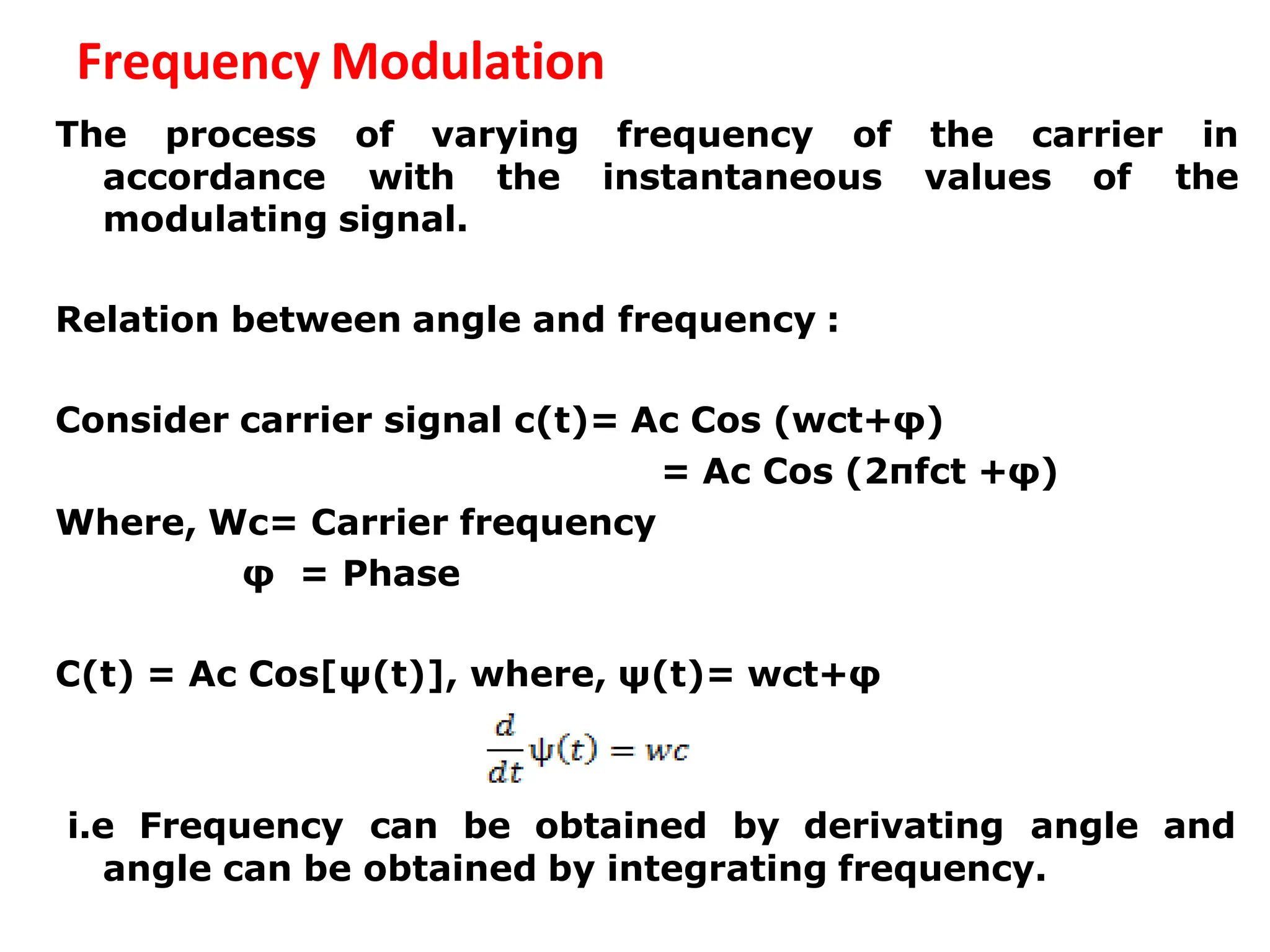 Angel Modulization In Frequency Modulation And Phase Modulation Ppt