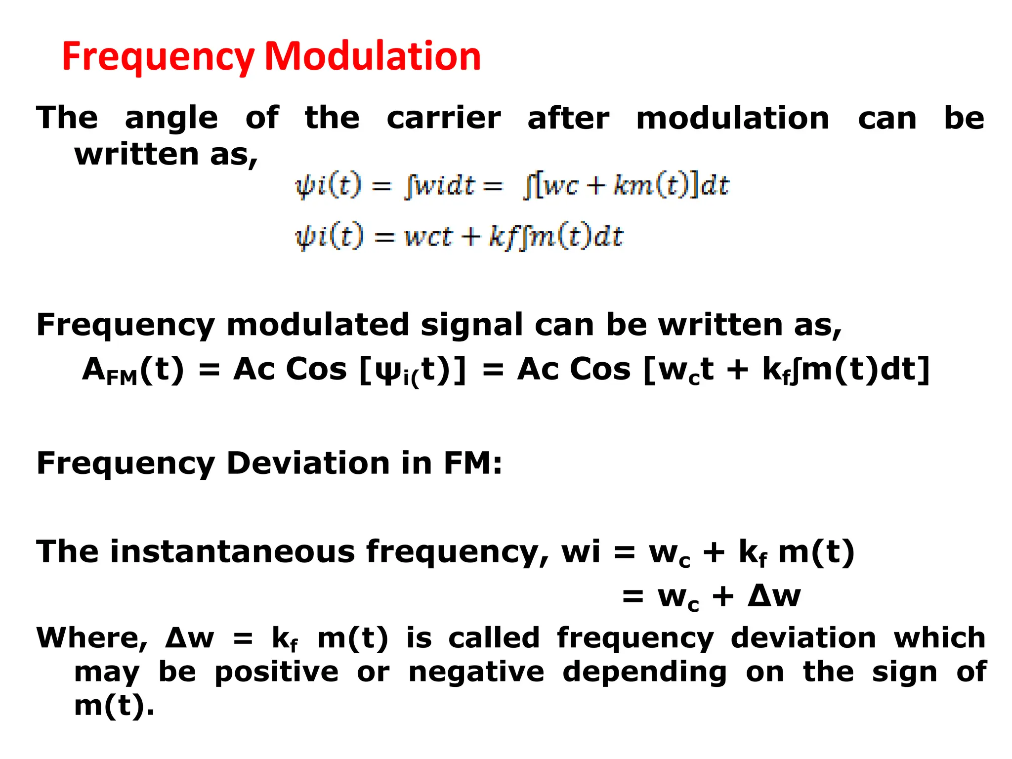 Angel Modulization In Frequency Modulation And Phase Modulation Ppt