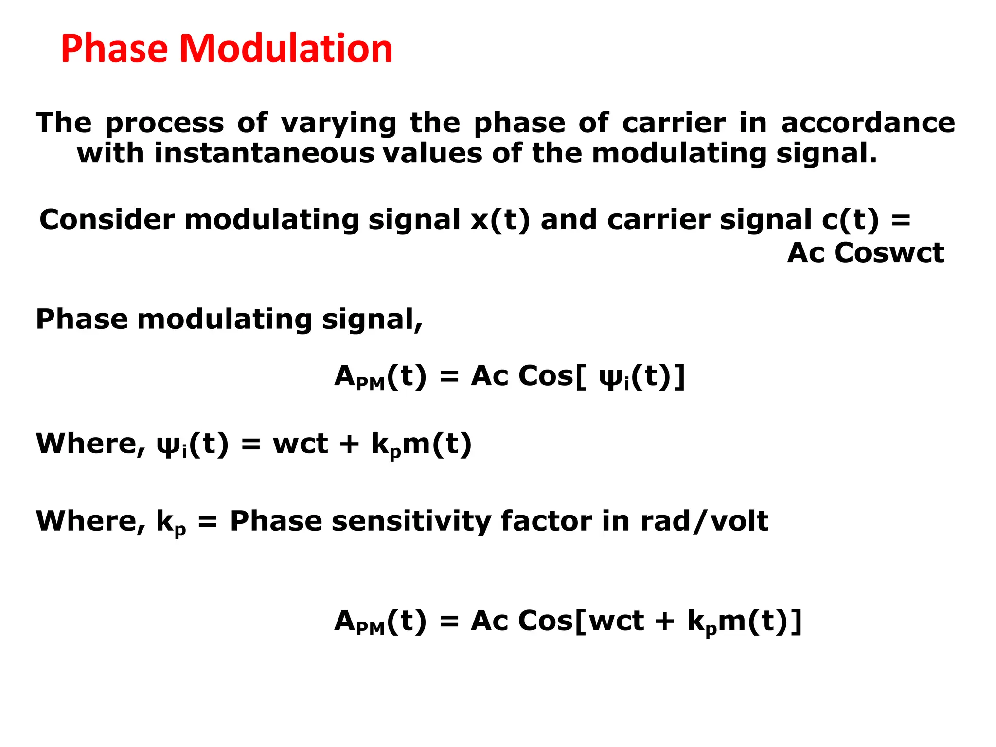 Angel Modulization In Frequency Modulation And Phase Modulation Ppt