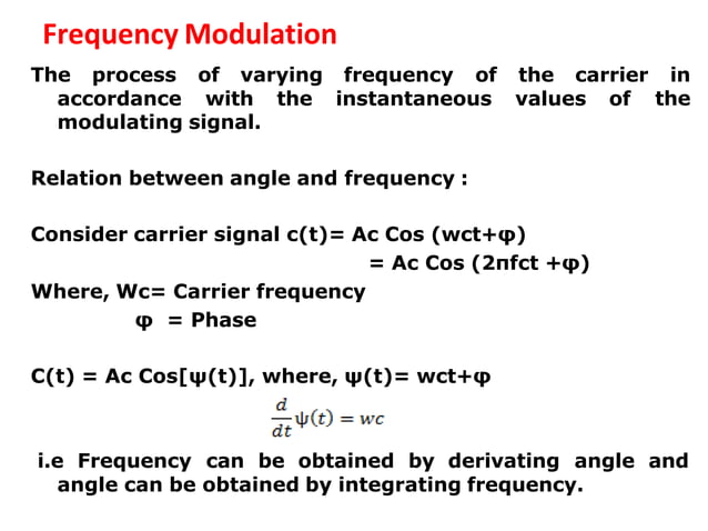 Angel modulization in Frequency modulation and Phase modulation | PPT