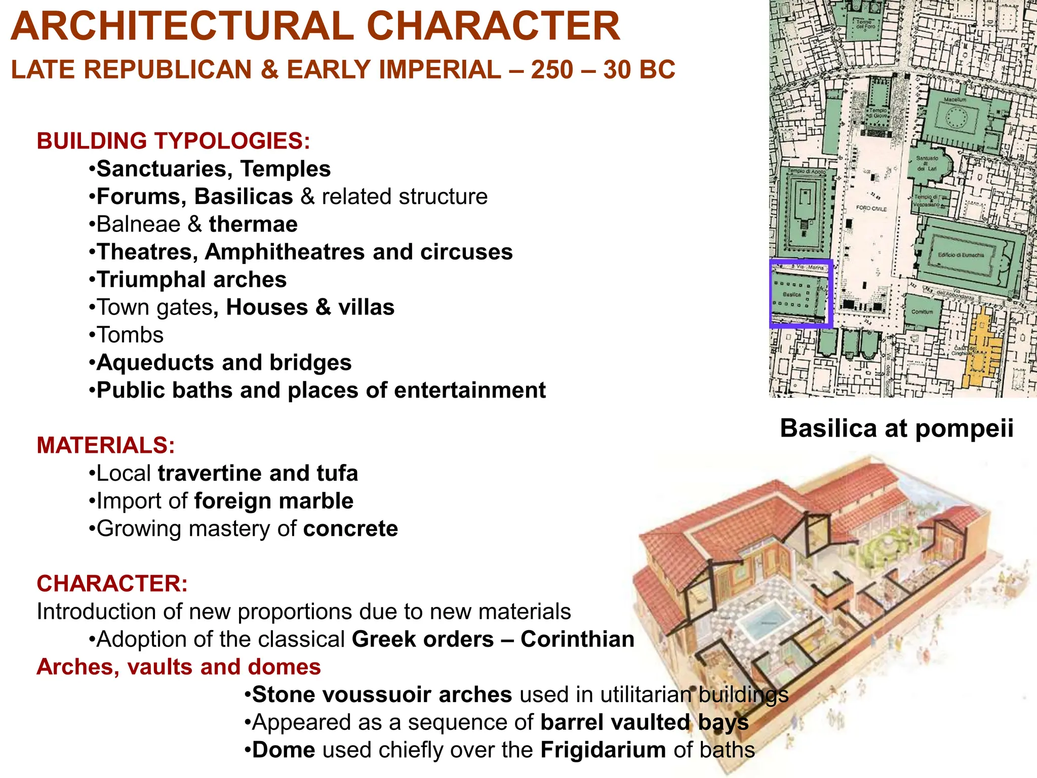 ROMAN ARCHITECTURE Sanctuaries, Temples Forums, Basilicas & related ...