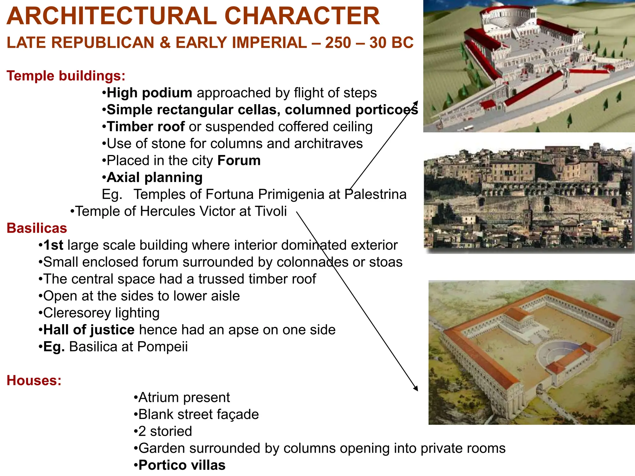 ROMAN ARCHITECTURE Sanctuaries, Temples Forums, Basilicas & related ...