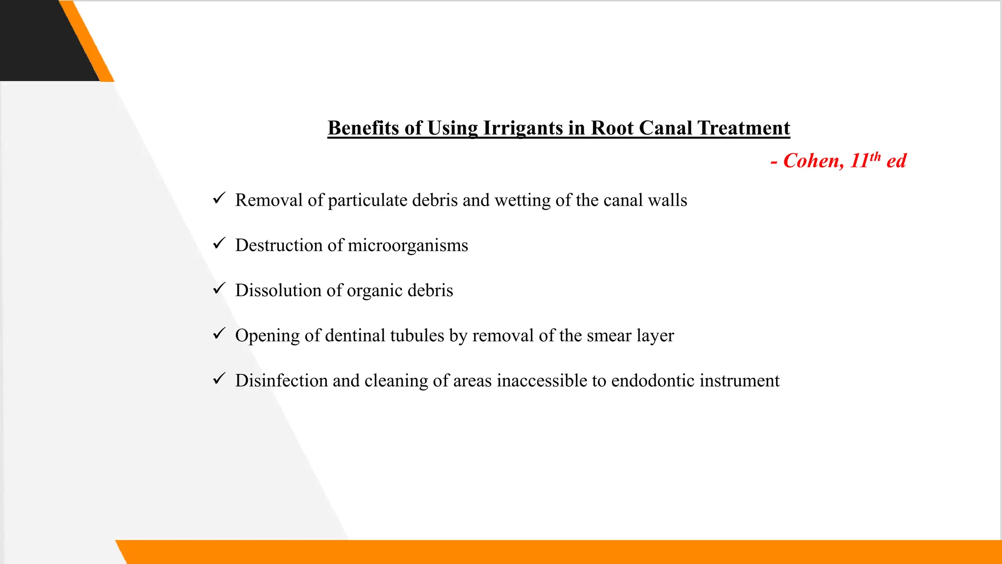 VARIOUS ROOT CANAL IRRIGANTS IN ENDODONTICS | PPTX