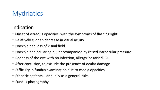 Miotics, Mydriatics, Cycloplegics Used in Ophthalmic Practice | PPTX ...