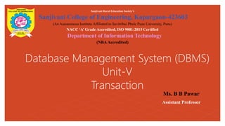 Unit 5.Transaction and Concurrency Control | PPT | Databases | Computer Software and Applications