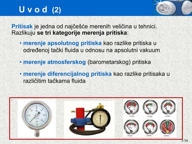 Merenje pritiska (merni uređaji, principi merenja) | PPT