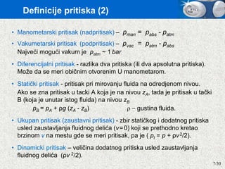 Merenje pritiska (merni uređaji, principi merenja) | PPT