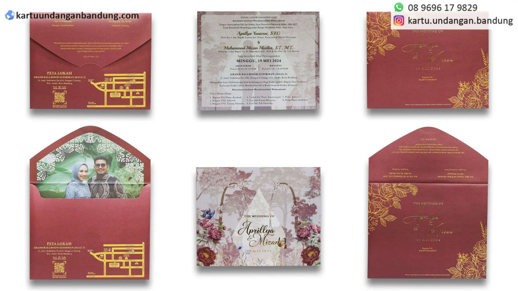 Kartu Undangan Big Single Hardcover + Amplop Maroon Gold Fairy Tale ...