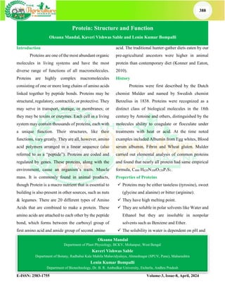 Protein: Structure and Function (The Agricultural Magazine) | PDF