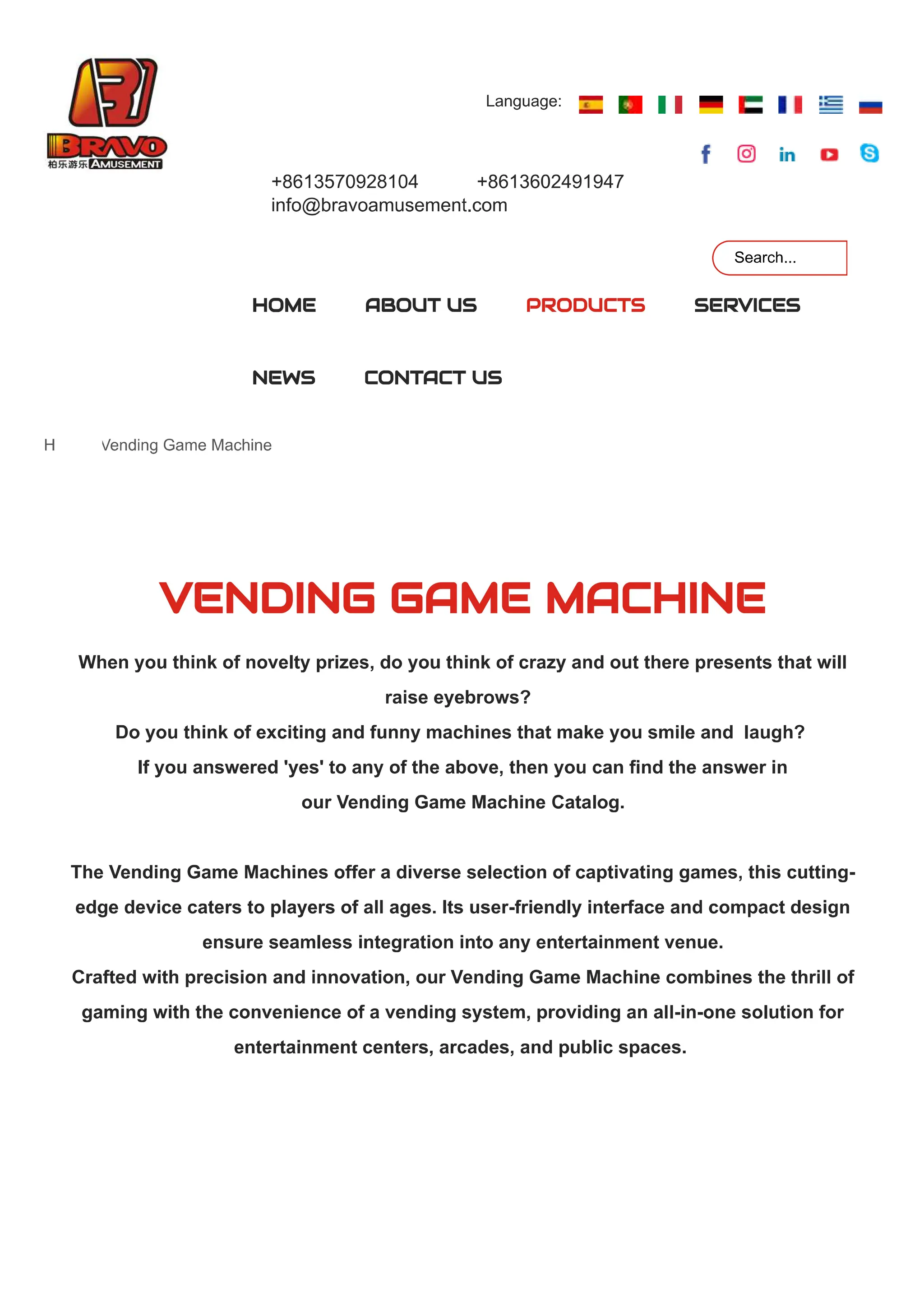 Vending Game Machine for Sale - Bravo Amusement | PDF