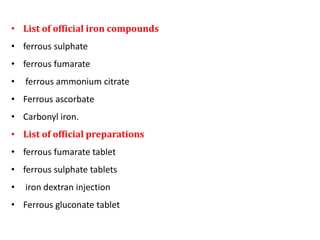 Haematinics-Introduction and Classification | PPT