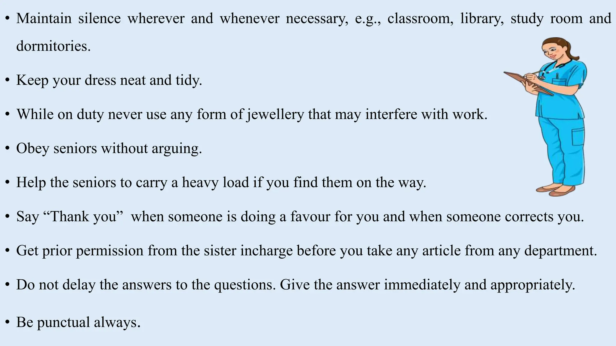 Topic : Professional etiquettes for nurses | PPTX