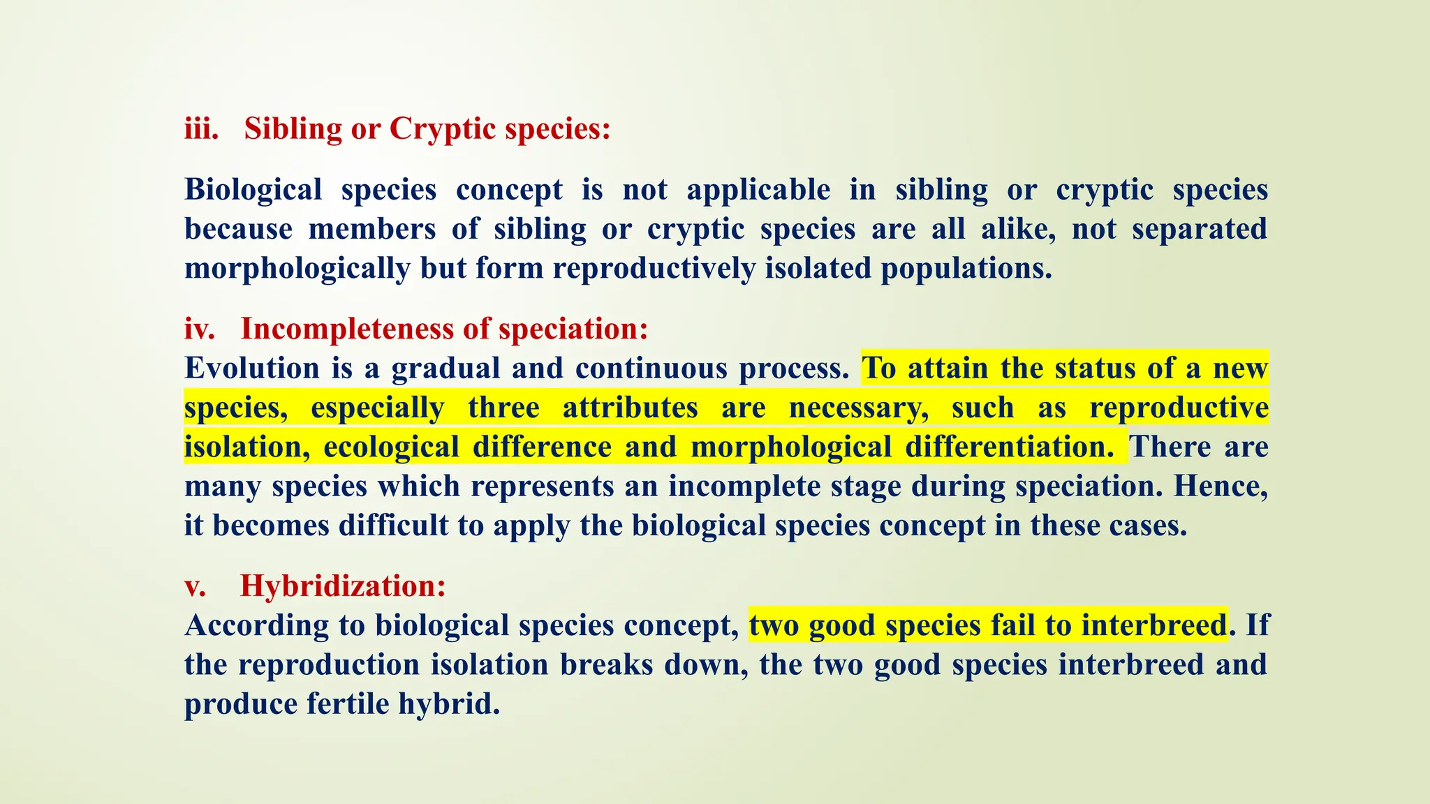 5.2.2 Biological species concept- (Sibling, polymorphic, polytypic ...
