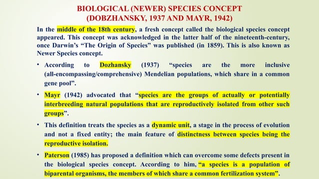 5.2.2 Biological species concept- (Sibling, polymorphic, polytypic ...