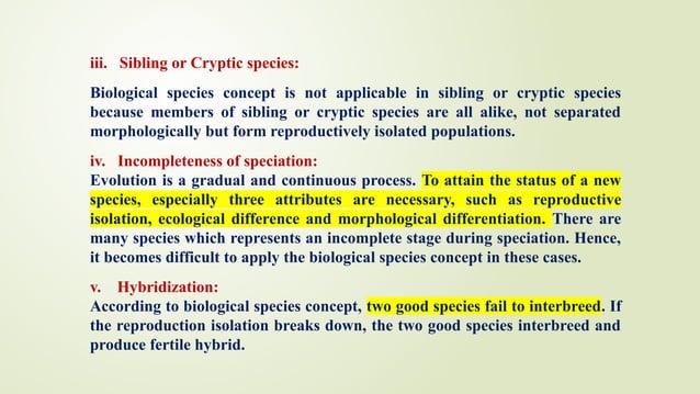 5.2.2 Biological species concept- (Sibling, polymorphic, polytypic ...