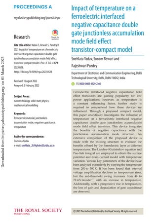 Temperature effect on Ferroelectric FETs | PDF