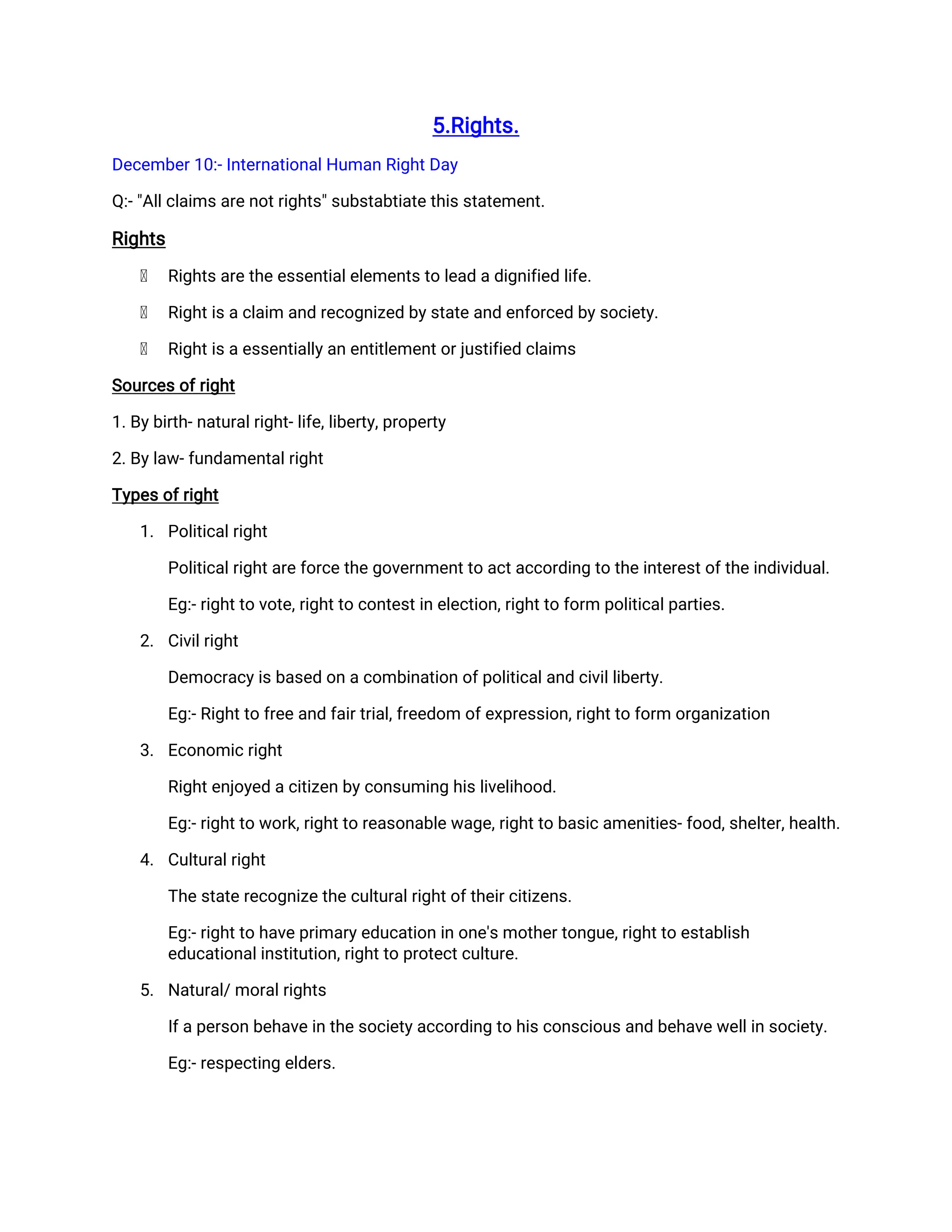 5.Rights. +1 political science note. pdf | PDF