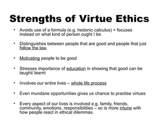 A lesson on virtue ethics in philosophy. | PPTX