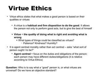 A lesson on virtue ethics in philosophy. | PPTX