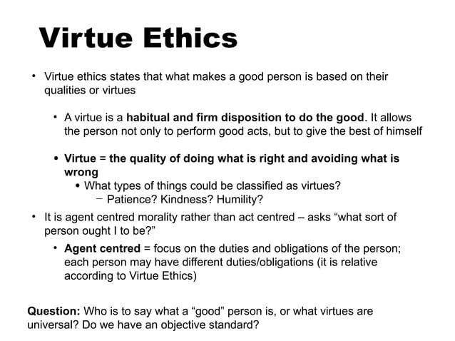 A lesson on virtue ethics in philosophy. | PPT
