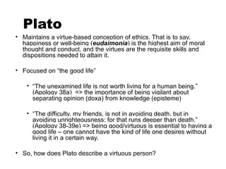 A lesson on virtue ethics in philosophy. | PPTX