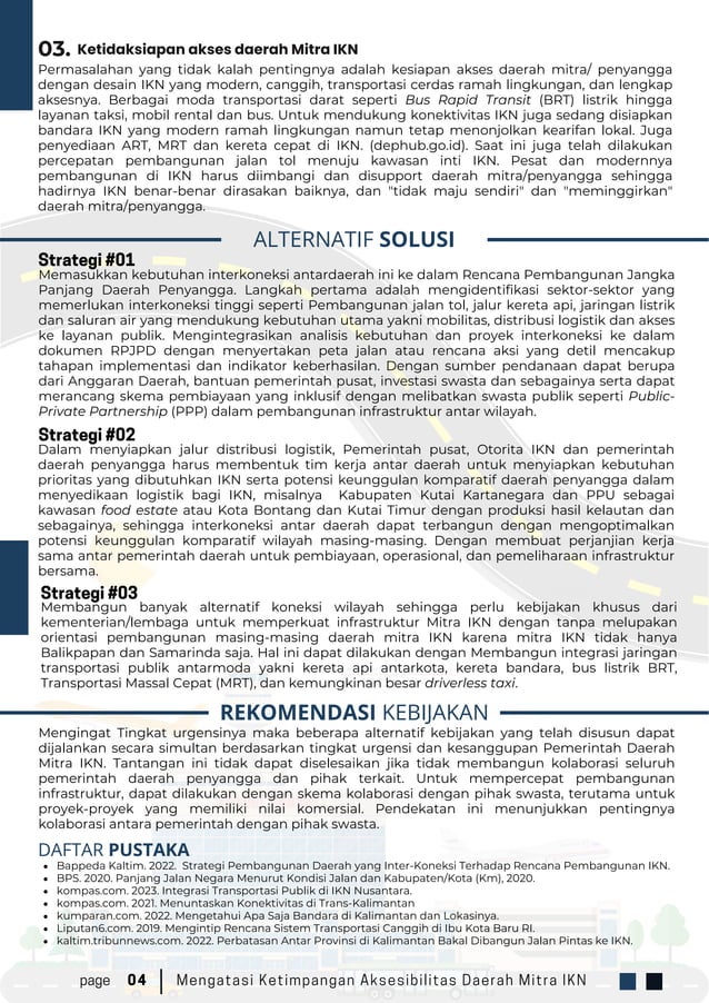 Policy Brief: Mengatasi ketimpangan aksesibiltas daerah mitra IKN | PDF