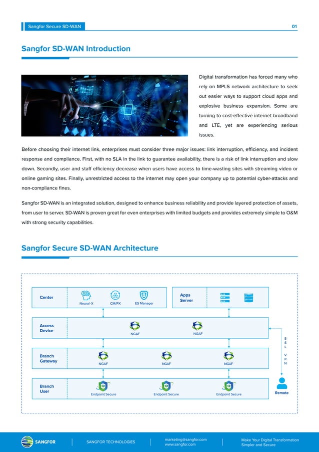 Sangfor SDWAN_Brochure for branch network.pdf | Cloud Computing | Internet
