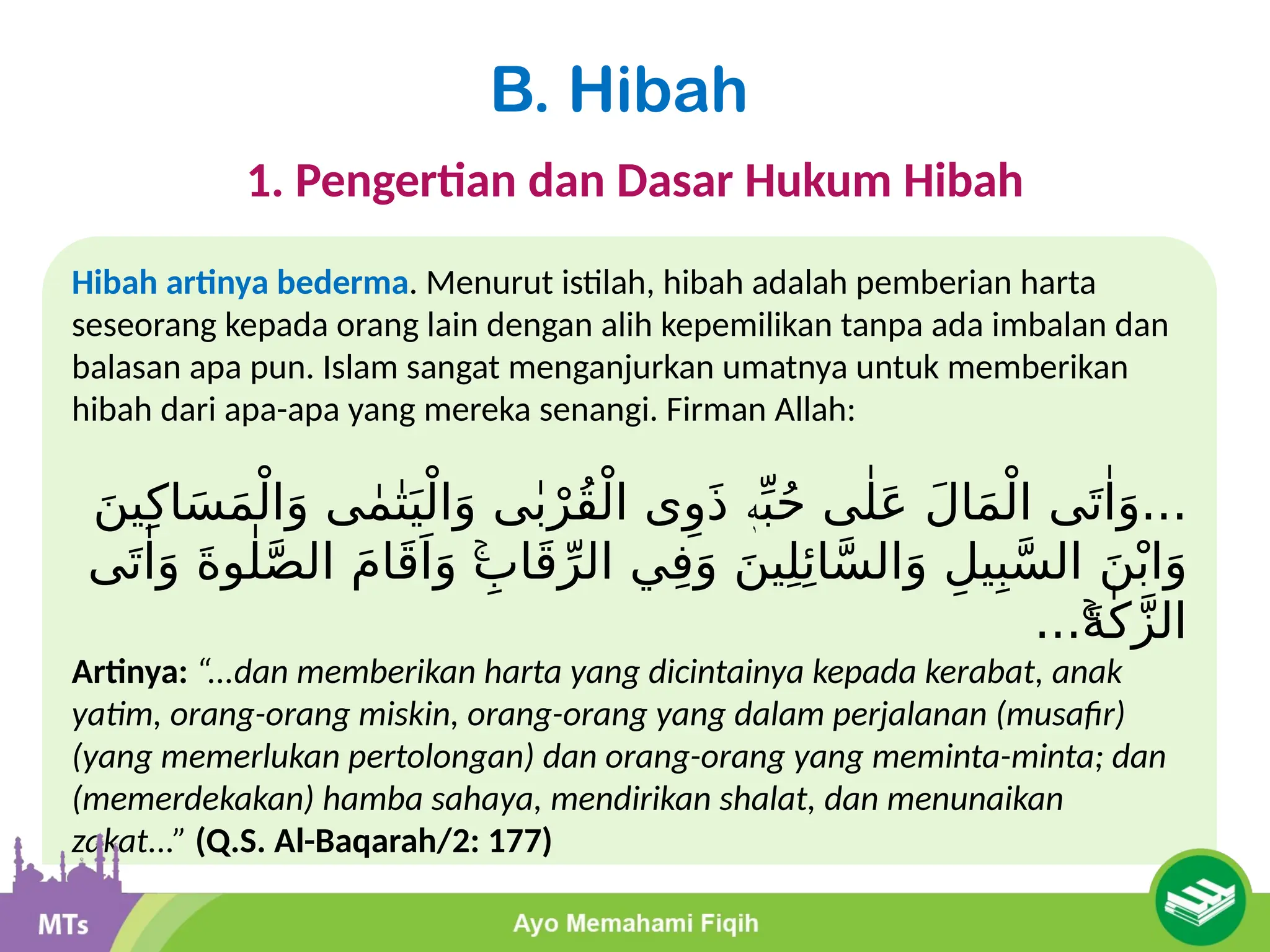 5. SHADAQOH, HIBAH DAN HADIAH KELAS 8 MTS | PPTX