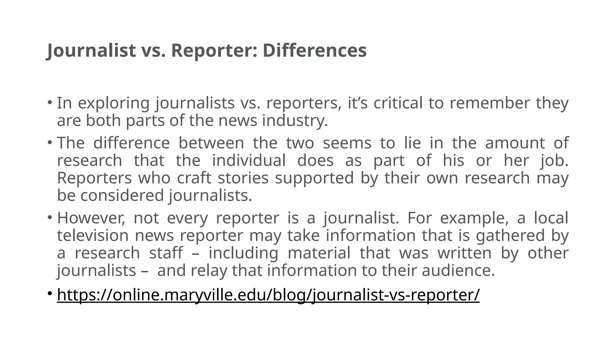 The difference between journalism and reportage | PPTX