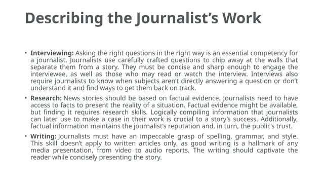 The difference between journalism and reportage | PPTX | Public Radio ...