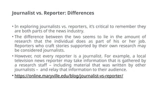 The difference between journalism and reportage | PPTX