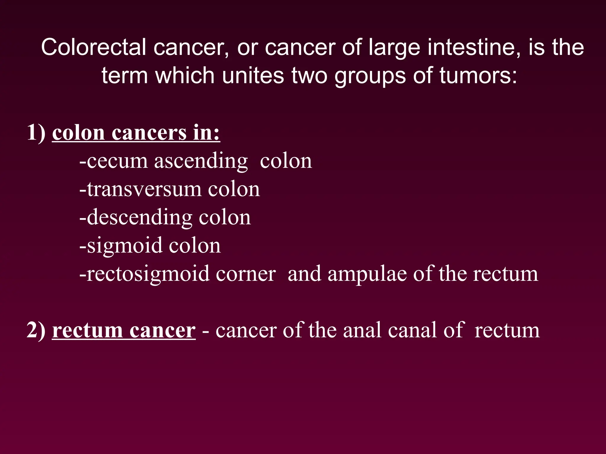 Colorectal cancer in details cfu univ.ppt
