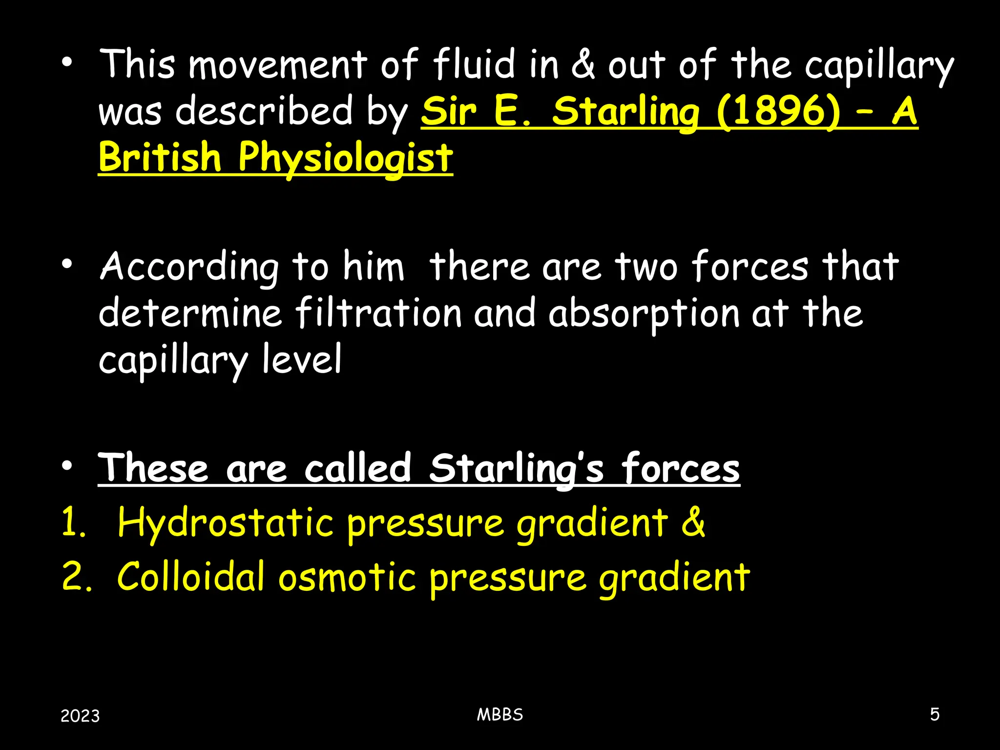 5. Tissue fluid, Startling Forces, Edema 2023.pptx