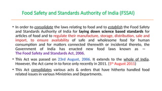 5. National regulations for Food in India - PFA and FSSAI | PPT