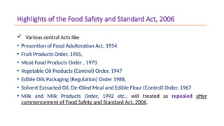 5. National regulations for Food in India - PFA and FSSAI | PPTX