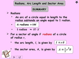 5. Radians, Arc length and Sector area.pptx