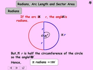 5. Radians, Arc length and Sector area.pptx