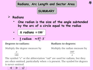 5. Radians, Arc length and Sector area.pptx