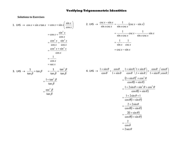 Verifying Trigonometric Identities Notes | PDF