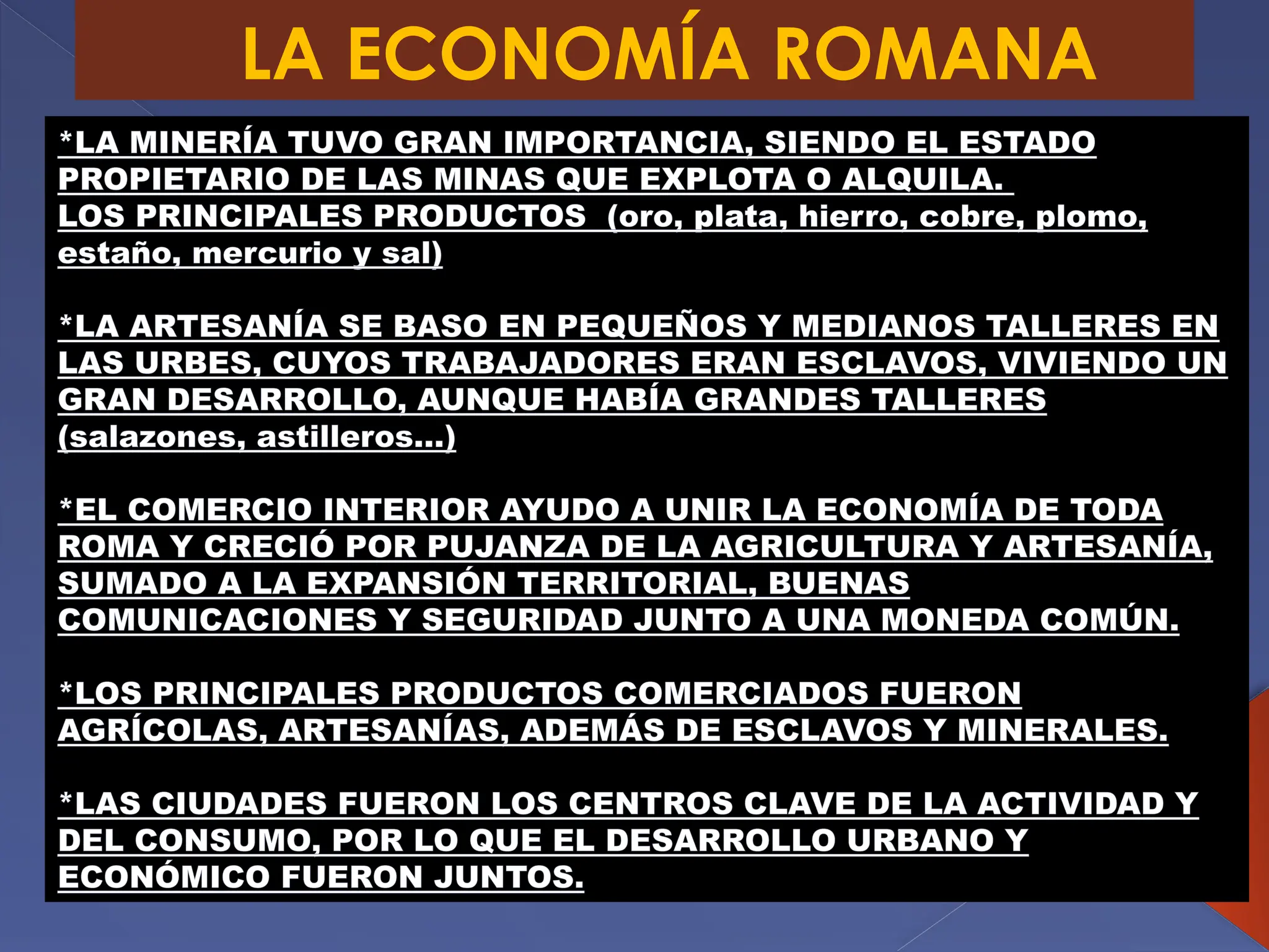 RASGOS PRINCIPALES DE LA ECONOMÍA ROMANA | PPTX