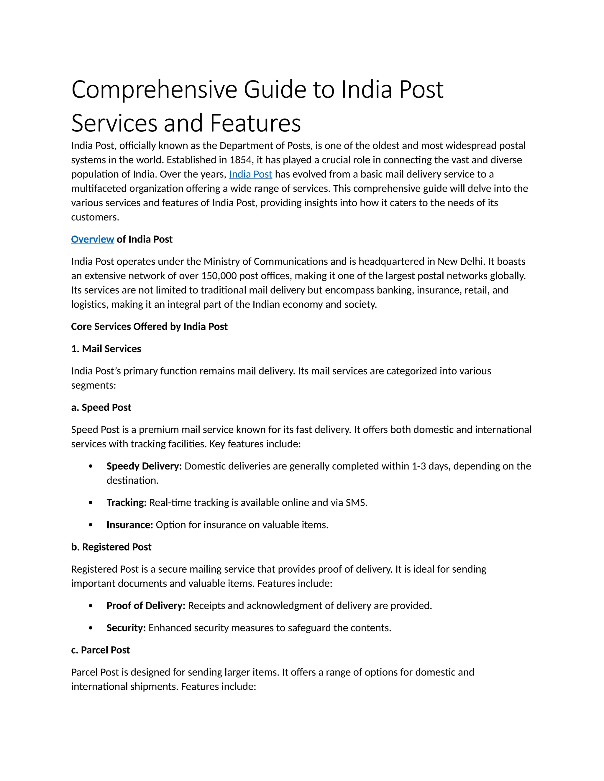 Speed post is one of the courier company | DOCX