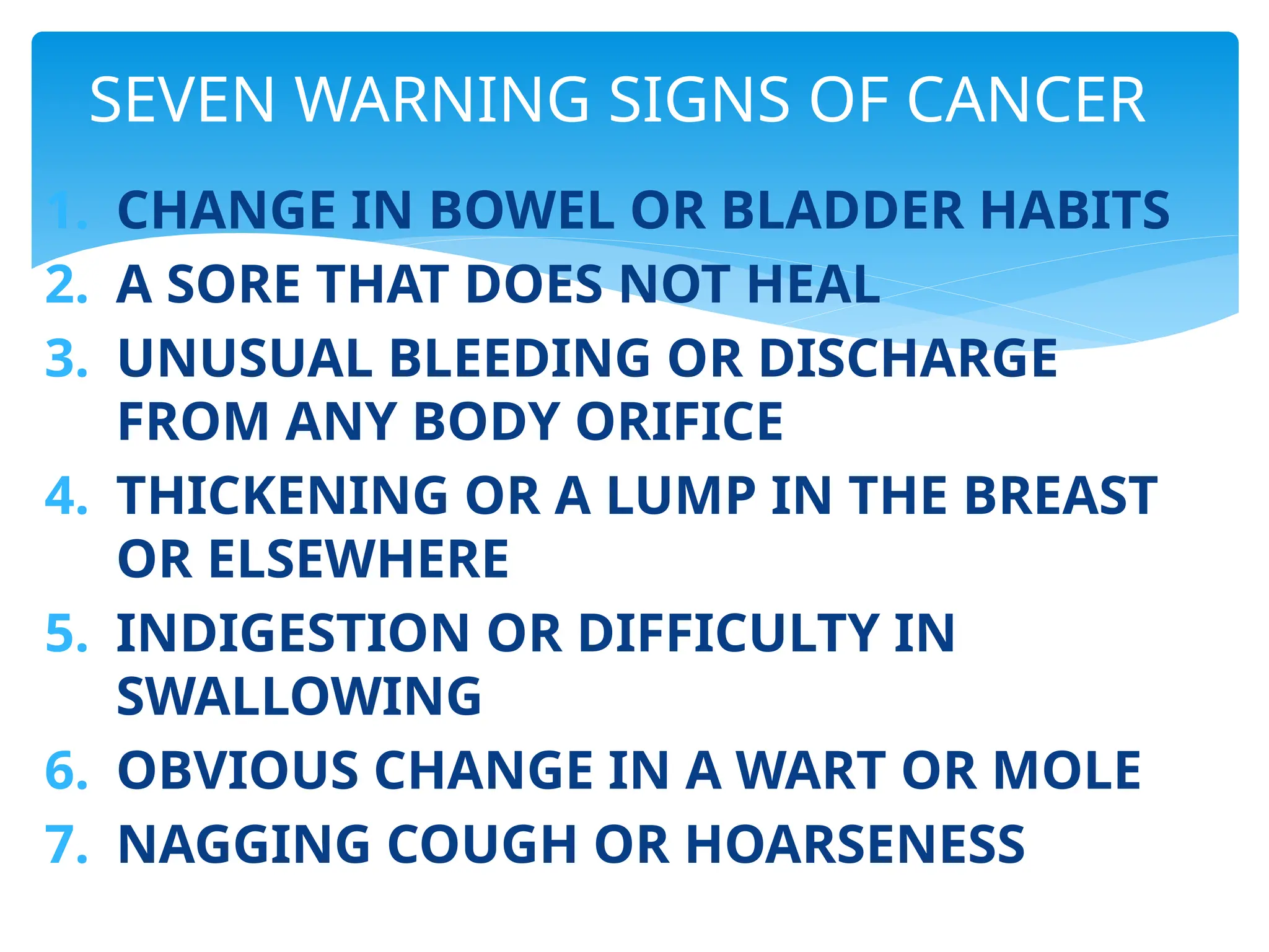 EARLY WARNING SIGNS AND SYMPTOMS OF CANCER | PPTX