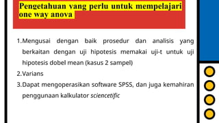 Pengetahuan yang perlu untuk mempelajari one way anova | PPTX