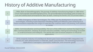 Application of Additiive Manufacturing in various field | PPTX