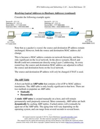 5. IPv4 Addressing and Subnetting_Networks v1.11 – Aaron Balchunas | PDF